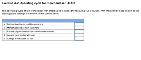 Solved Exercise Operating Cycle For Merchandiser Lo C Chegg