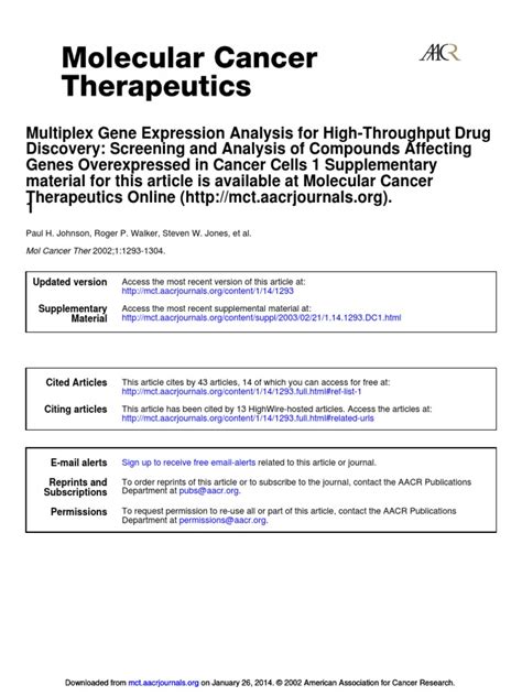 Pdf Multiplex Gene Expression Analysis For High Throughput Drug