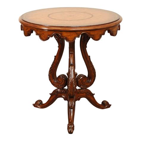 Maitland Smith Classical Round Leather Top Side Table Chairish
