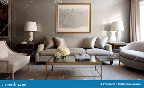 Generative Ai Transitional Living Room With A Touch Of Glamour Royalty Free Stock Image