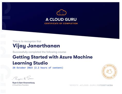 Vijay Janarthanan On Linkedin Certificate Of Completion A Cloud Guru
