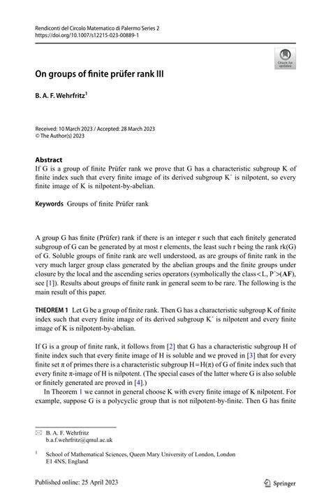 Pdf On Groups Of Finite Prüfer Rank Iii