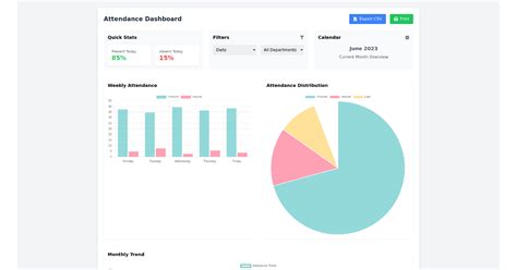 Attendance Dashboard Free React Tailwind Component