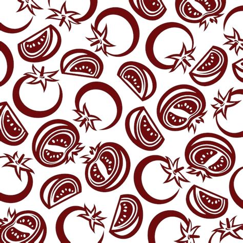 Premium Vector Tomato Pattern Background Set Collection Icon Tomato
