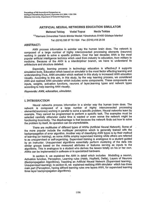 pdf artificial neural networrks education simulator