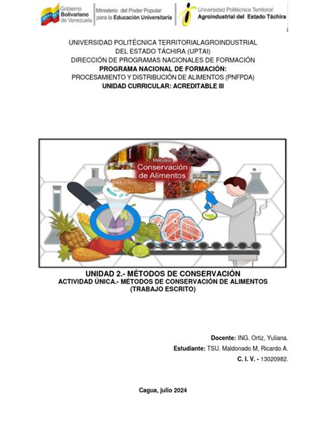 Unidad 2 Métodos De Conservación Actividad Única Ramm Comprimido Pdf Fritura Alimentos