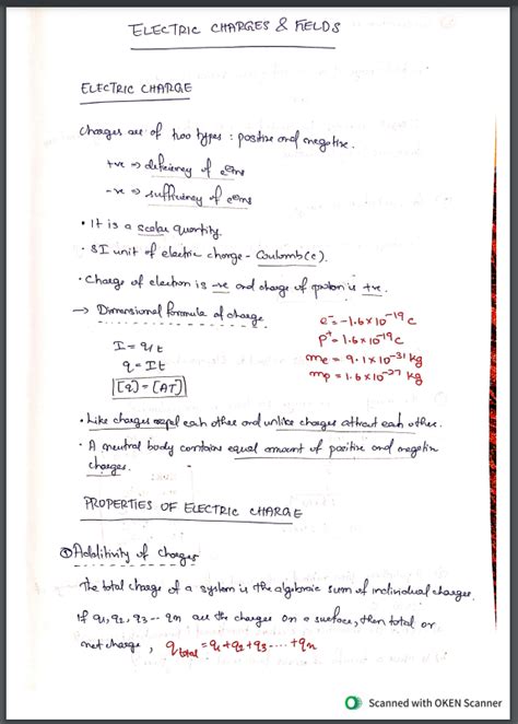 Electric Charges And Fields Class 12 CBSE Handwritten Notes PDF Shop