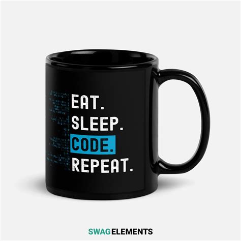 Black Coder Mug Eat Sleep Code Repeat Mug Java Programmer T Software Developer Coding Mug