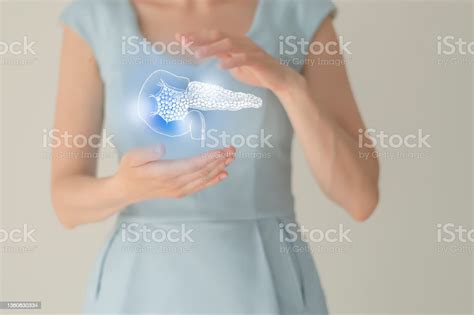 파란 옷을 입은 여자 한그려진 인간 췌장 헬스케어 서비스 컨셉 스톡 사진 간 내부 기관에 대한 스톡 사진 및 기타 이미지 간