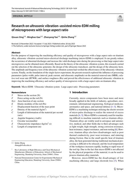 Research On Ultrasonic Vibrationassisted Micro Edm Milling Of