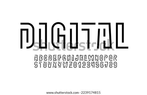 digital font alphabet segment black line stock vector royalty free