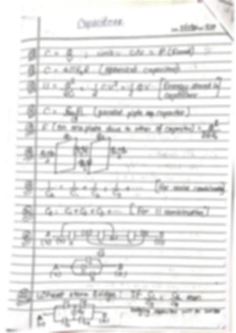 Solution Short Notes And Formula Of Electric Potential And Capacitance