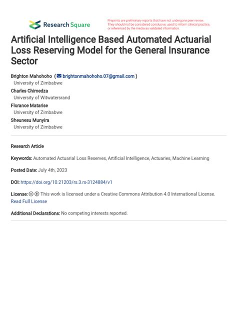Artificialintelligencebasedautomatedactuarial Pdf Insurance