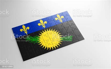 과들루프의 국기가 인쇄된 직소 퍼즐 흰색 배경에 고립된 퍼즐 조각 성취와 완벽한 개념 국가 무결성의 상징 3d 일러스트레이션 개념에 대한 스톡 사진 및 기타 이미지 Istock