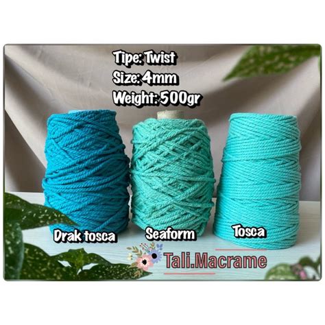 Jual Tali Katun Macrame Variansi Warna Tosca Berat 500gr Shopee Indonesia