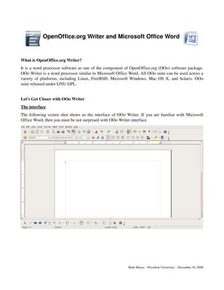 OpenOffice Org Writer Tutorial PDF