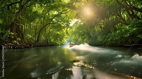 Abstract Animation Of River Through Lush Jungle Jungle River Tropical
