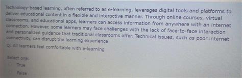 Solved Technology Based Learning Often Referred To As