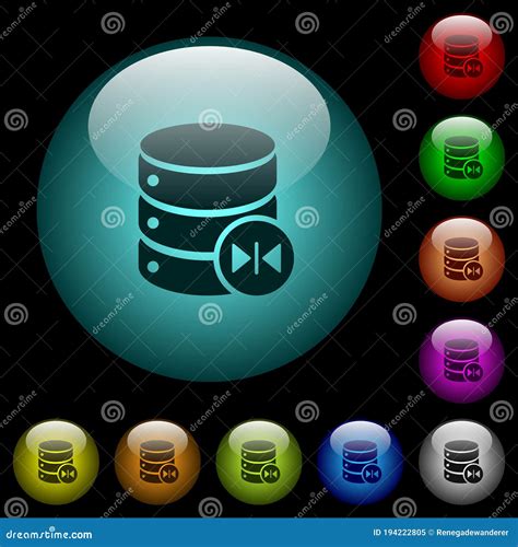 Select Database Table Column Icons In Color Illuminated Glass Buttons Stock Vector