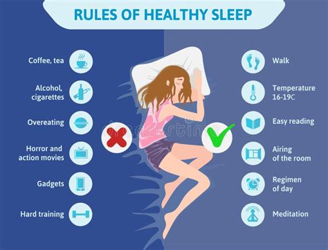 Rules Of Healthy Sleep Vector Infographics Illustration Cute Girl