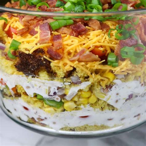 Easy Layered Southern Cornbread Salad • Louisiana Woman Blog