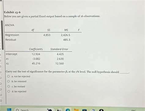 Solved Exhibit 15 6below You Are Given A Partial Excel