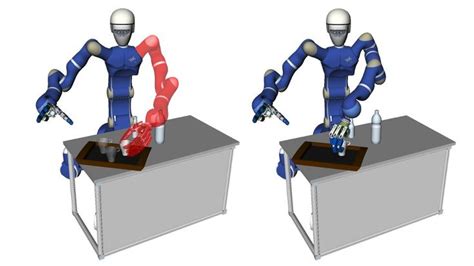 Two Robots Are Standing On Top Of Each Other And One Is Holding