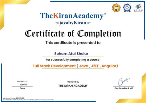 I Am Thrilled To Share That I Have Successfully Completed The Java Full Stack Development On