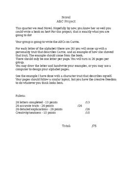 ABC Novel Project By Miss Brittany S Store Teachers Pay Teachers