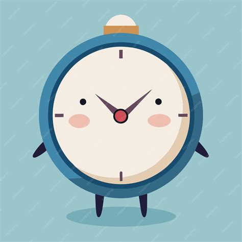 A Cute Cartoon Style Clock Is Smiling Vector Illustration Flat 2