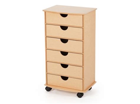 Movel Gaveteiro Com Rodinhas Multi Uso Madeira Mdf 6 Gavetas Cru