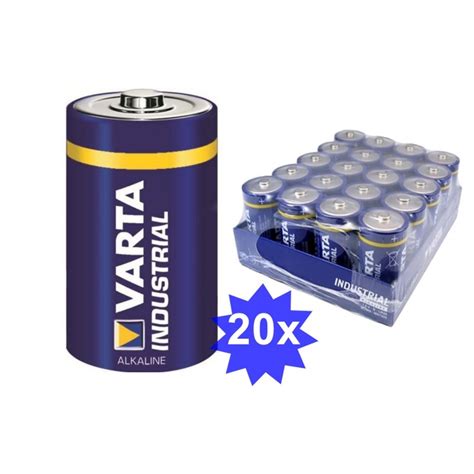 Varta Industrial D/LR20 Alkaline - 20 Pieces for Size C D 4.5V XL