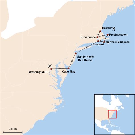 StepMap USA Ostküste Landkarte für Nordamerika