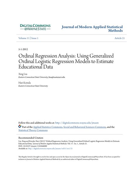 Using Generalized Ordinal Logistic Regression Models To Estimate Educational Data Xing Liu