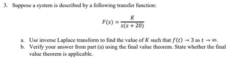 Solved Suppose A System Is Described By A Following Chegg
