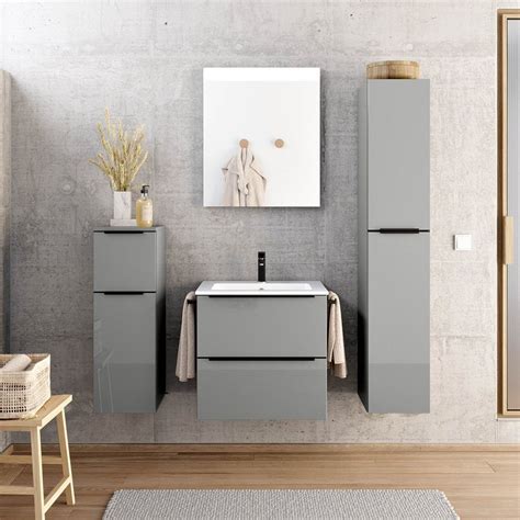 Lomadox Badmöbel Set Palermo 136 Grey Spar Set 4 St Grau 1401691