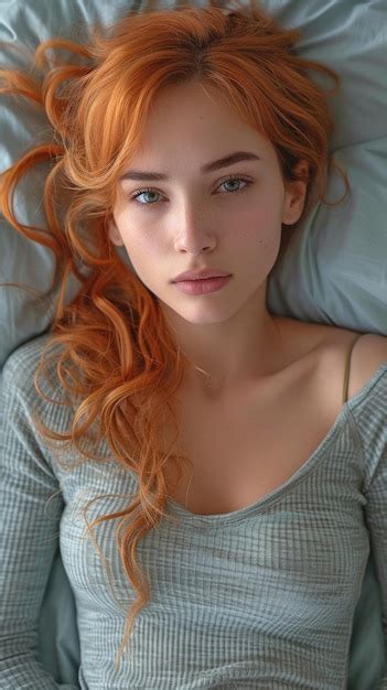 Premium Photo Top View Of A Sick Young Ginger Redhead Woman Who Is