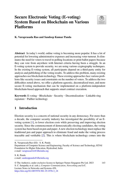 Pdf Secure Electronic Voting E Voting System Based On Blockchain On