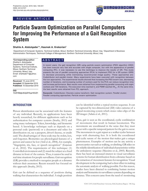 Pdf Particle Swarm Optimization On Parallel Computers For Improving