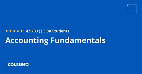 Accounting Fundamentals Coursera
