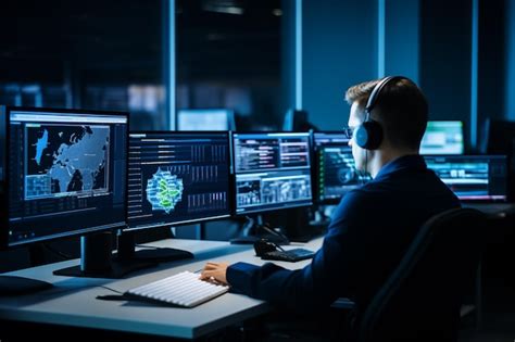 premium photo man data scientist working on computer generative ai