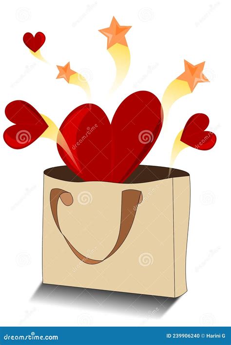 Heart Pop Out From Bag Illustration Stock Illustration Illustration