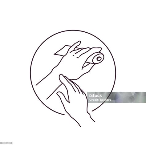手部和保濕管圖示的護手霜標誌隔離在白色背景上向量線藝術手繪插圖品牌徽章橫幅廣告包裝等向量圖形及更多人手指圖片 人手指 人的手臂 人關節