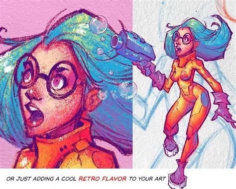 蜡笔油画棒procreate笔刷丨15款笔刷 1张对应纹理纸张 29色色卡丨55m 笔刷兔