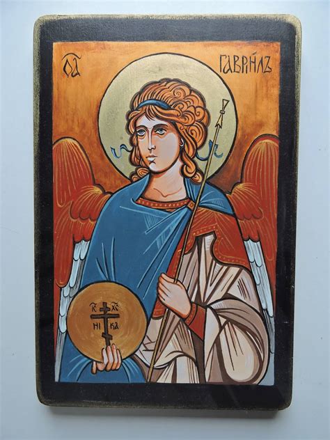 Ikona ręcznie pisana Archanioł Gabriel 20 x 30 cm aslan pl