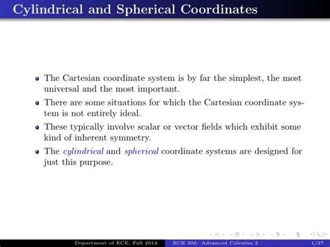 Ppt Cylindrical And Spherical Coordinates The Cartesian Coordinate