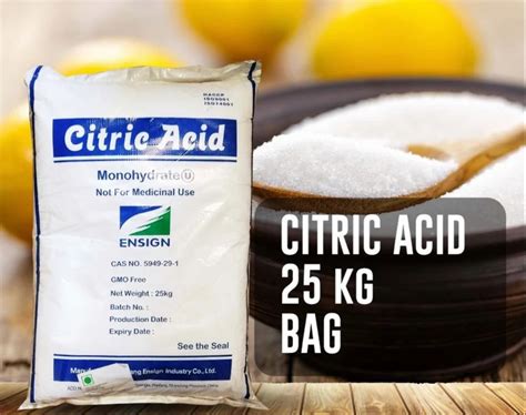 Citric Acid Monohydrate For Industrial Packaging Type Plastic Bag At