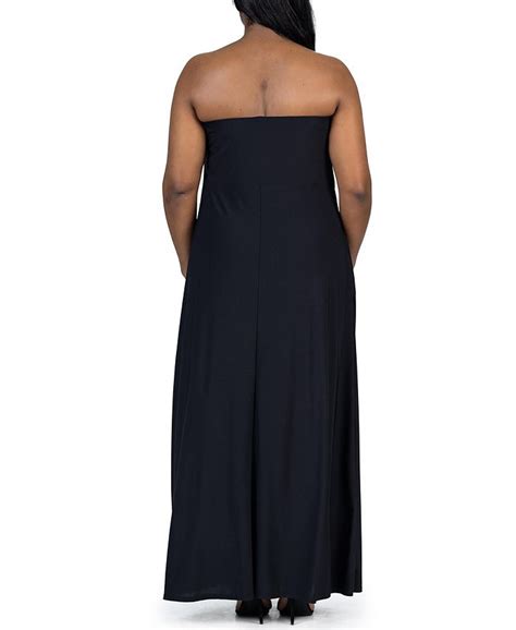 24seven Comfort Apparel Plus Size Strapless Maxi Dress With Pockets