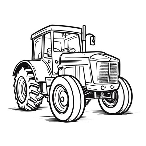 Kleurplaat Leuke Cartoon Tractor Boerderij Tractor Zwart Wit Kleurplaat