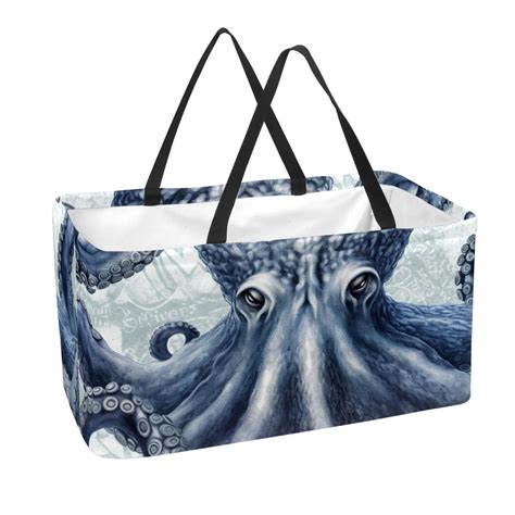 Large Rectangular Baskets For Storage Underwater Octopus Pattern